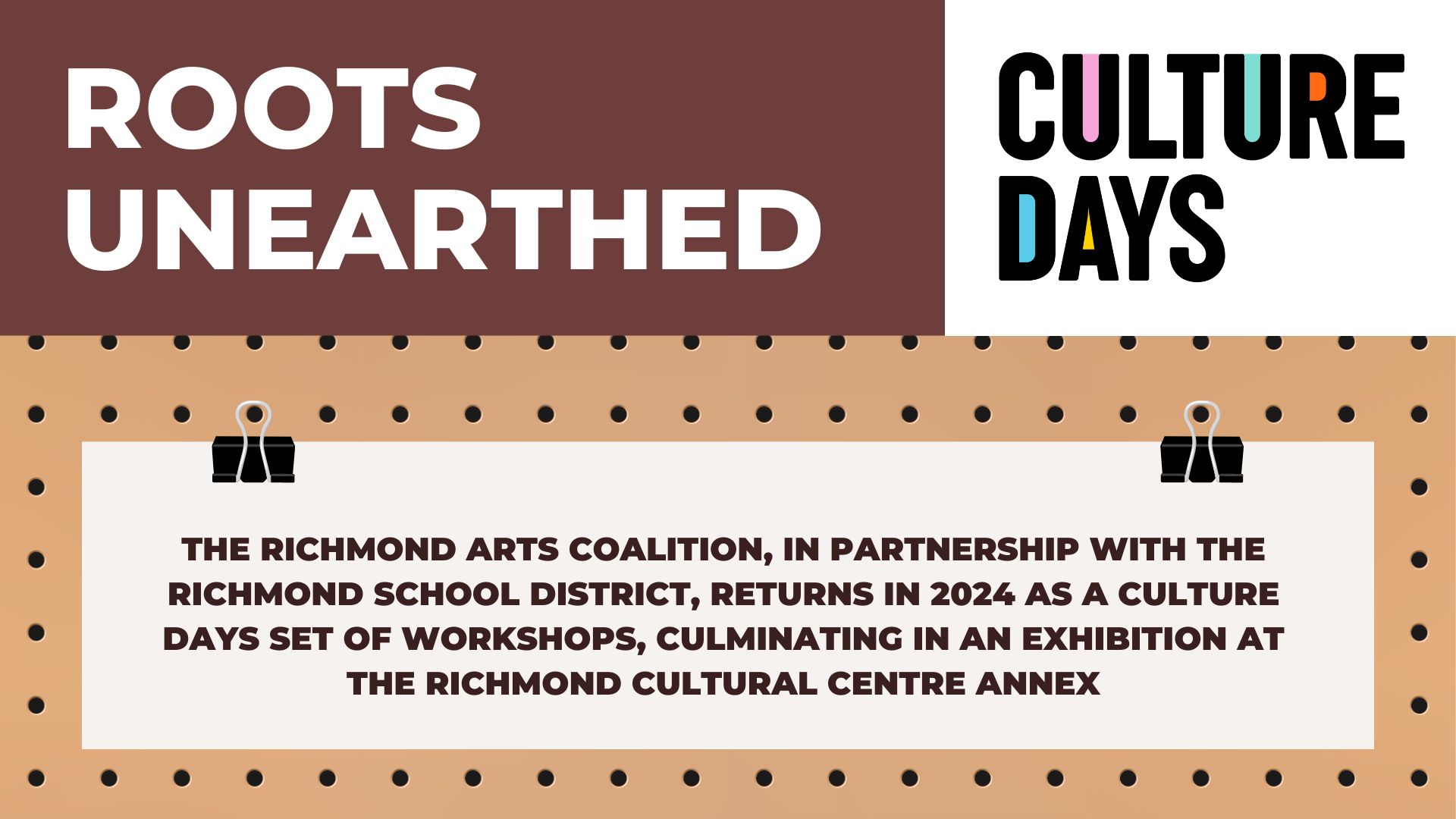 Roots Unearthed - RAC Culture Days 2024 - Richmond Arts Coalition